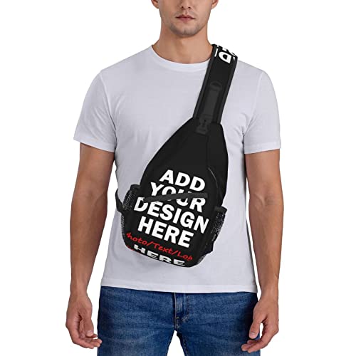 Custom Bag Sling Crossbody Bags Chest For Men Women Customize Personalized Shoulder Backpack Travel Hiking Daypacks With Text Image Daypack Casual Backpack, Black-3, 15.3x7.2x3.5 in