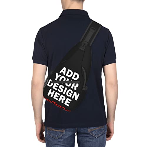 Custom Bag Sling Crossbody Bags Chest For Men Women Customize Personalized Shoulder Backpack Travel Hiking Daypacks With Text Image Daypack Casual Backpack, Black-3, 15.3x7.2x3.5 in
