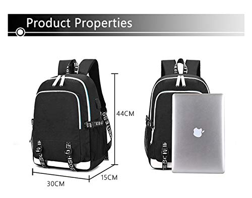 jupkem Anime adventure game Backpack Bag USB with Charging Port Student School Bag Laptop Cosplay for Boys Girls (Black 3, Large)