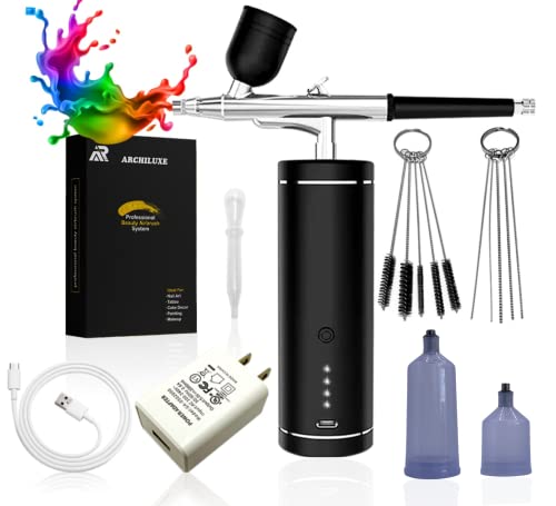 Cordless Airbrush Kit Upgraded Rechargeable Airbrush Compressor 30 PSI for Art Painting, Cake Airbrush Decorating, Crafts, Model Painting, Air Brush Painting, Nail Airbrush Machine