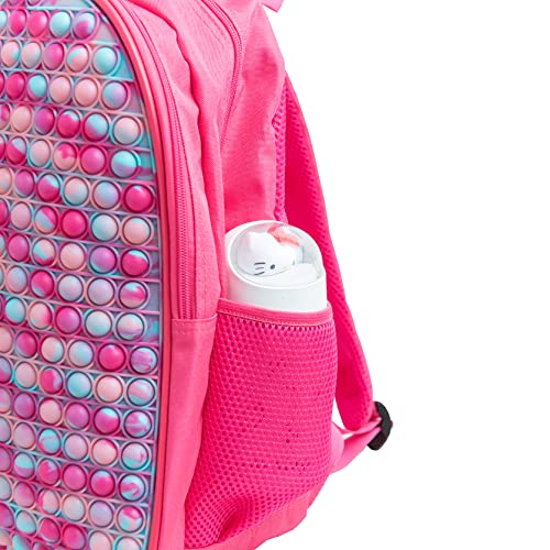 Fidget Pop-On-It Backpack for School, Backpack School Book Bags For Kids Teenagers with Bottle Side Pockets (A)