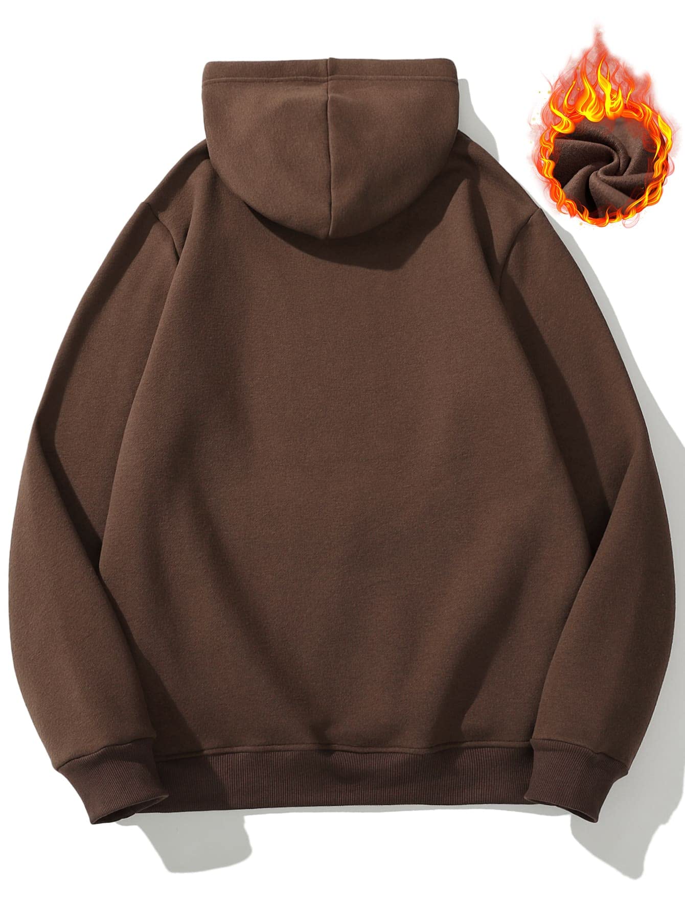 SHENHE Men's Bear Embroidery Long Sleeve Thermal Hooded Sweatshirt Hoodie Tops Coffee Brown XL