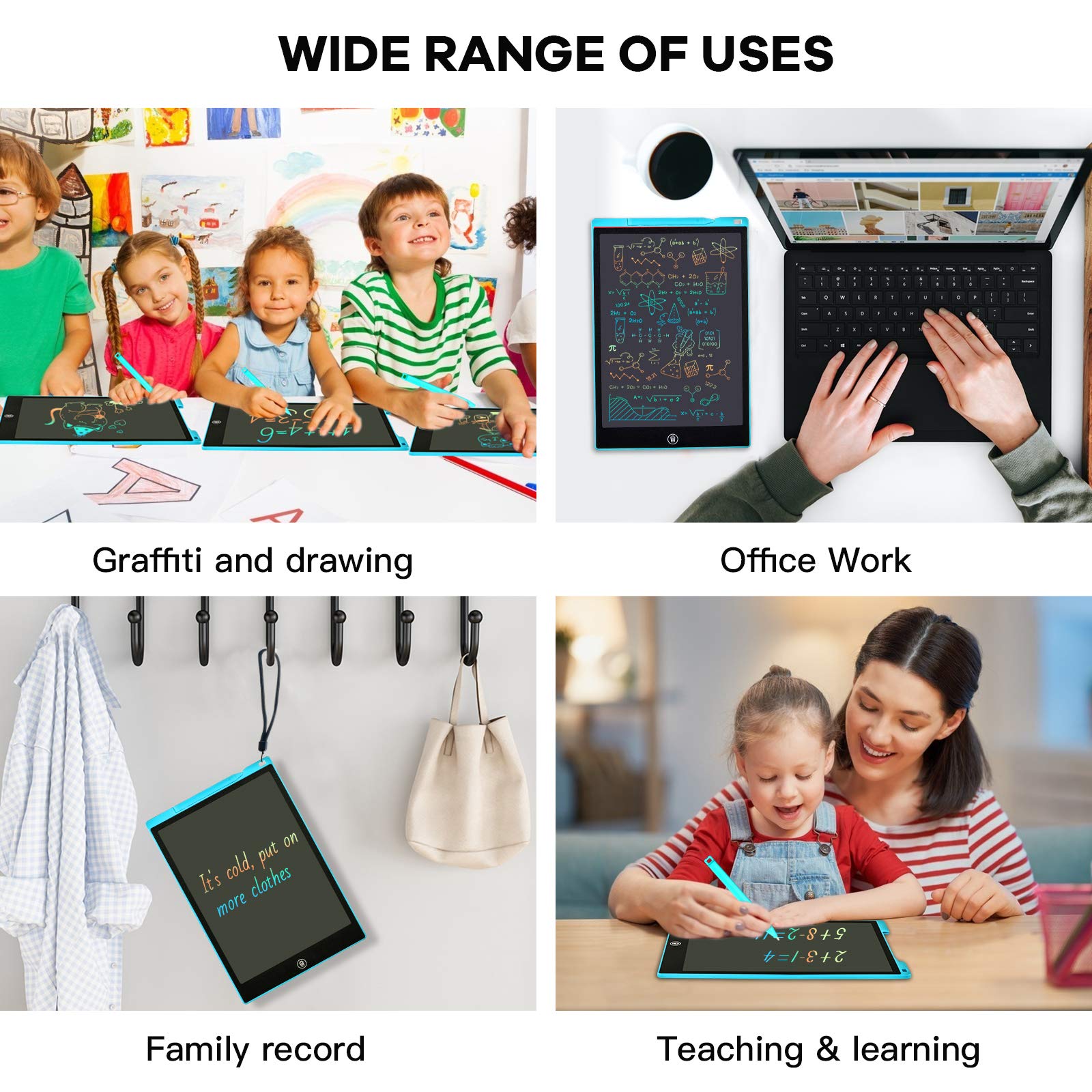 LCD Writing Tablet Doodle Board, 12inch Colorful Drawing Tablet Writing Pad for Kids, Electronic Erasable Learning Educational Girls Gifts Toys for 3 4 5 6 7 Year Old Girls Boys
