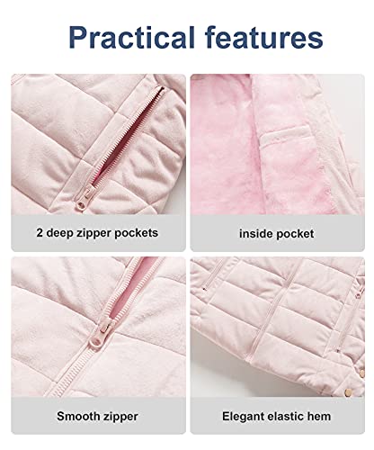 Chrisuno Women's Heavyweight Long-Sleeve Plus Size Puffer Coat Windbreaker Clothes With Removable Hood Pink 3XL