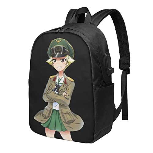 Girls und Panzer 17 Inch Laptop Backpack Unisex Travel Backpack with USB Charging Port Bookbag Daypack