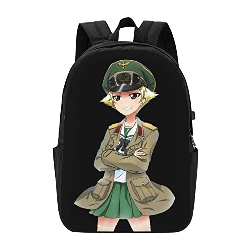 Girls und Panzer 17 Inch Laptop Backpack Unisex Travel Backpack with USB Charging Port Bookbag Daypack