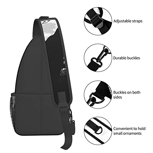 FBCAL Howling Wolf Sling Backpack Unisex Chest Bags Crossbody Travel Hiking Daypack Shoulder Bag For Women Men Teens