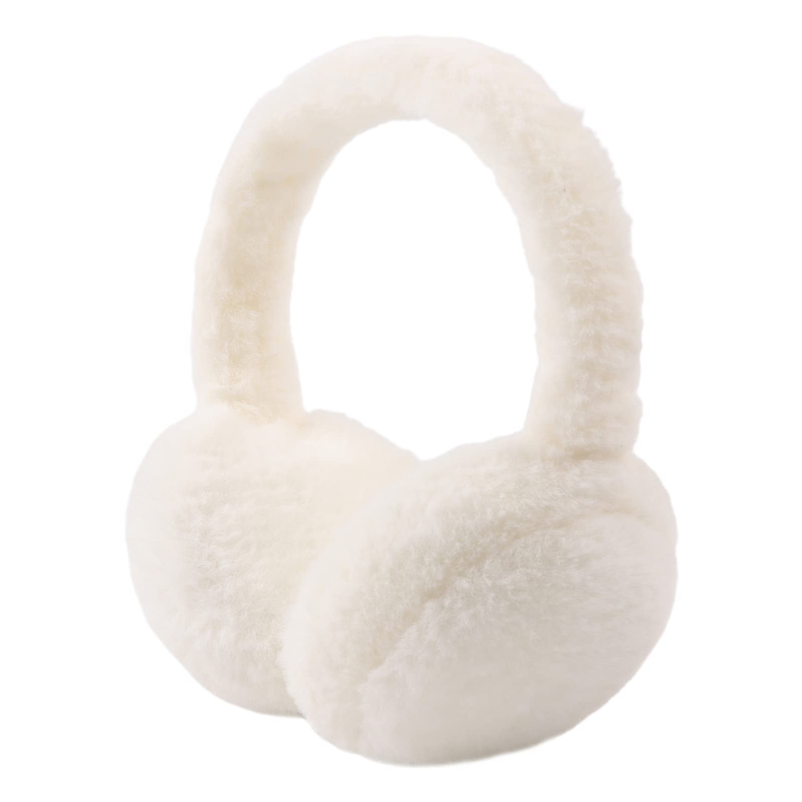 PESAAT Fluffy Ear Muff for Women Plush Foldable Earmuffs Kids Winter Earmuffs Girls Boys Cold Weather Ear Warmer (White)