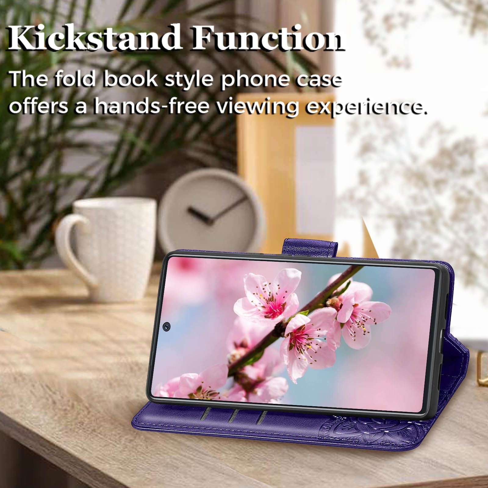 Designed for Pixel 6A Case Wallet,Women Flip Cover with Butterfly Embossed PU Leather Kickstand Credit Card Holder Slots Wrist Strap Protective Phone Case for Google Pixel 6A (2022) (Purple)