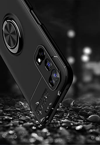 Asuwish Phone Case for Oppo Realme 7 Pro with Tempered Glass Screen Protector Cover and Cell Accessories Stand Kickstand Ring Holder Soft TPU Silicone Rubber Protective Realme7 7Pro Women Men Black