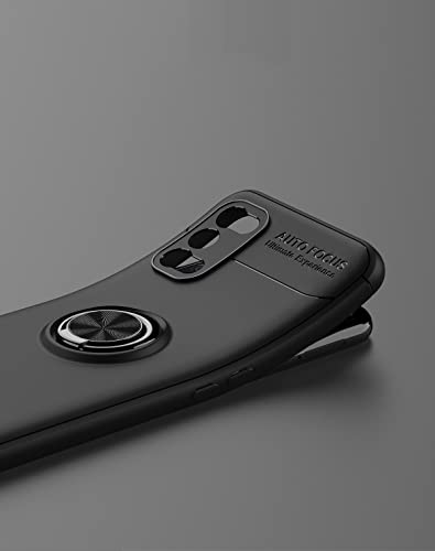 Asuwish Phone Case for Oppo Realme 7 Pro with Tempered Glass Screen Protector Cover and Cell Accessories Stand Kickstand Ring Holder Soft TPU Silicone Rubber Protective Realme7 7Pro Women Men Black