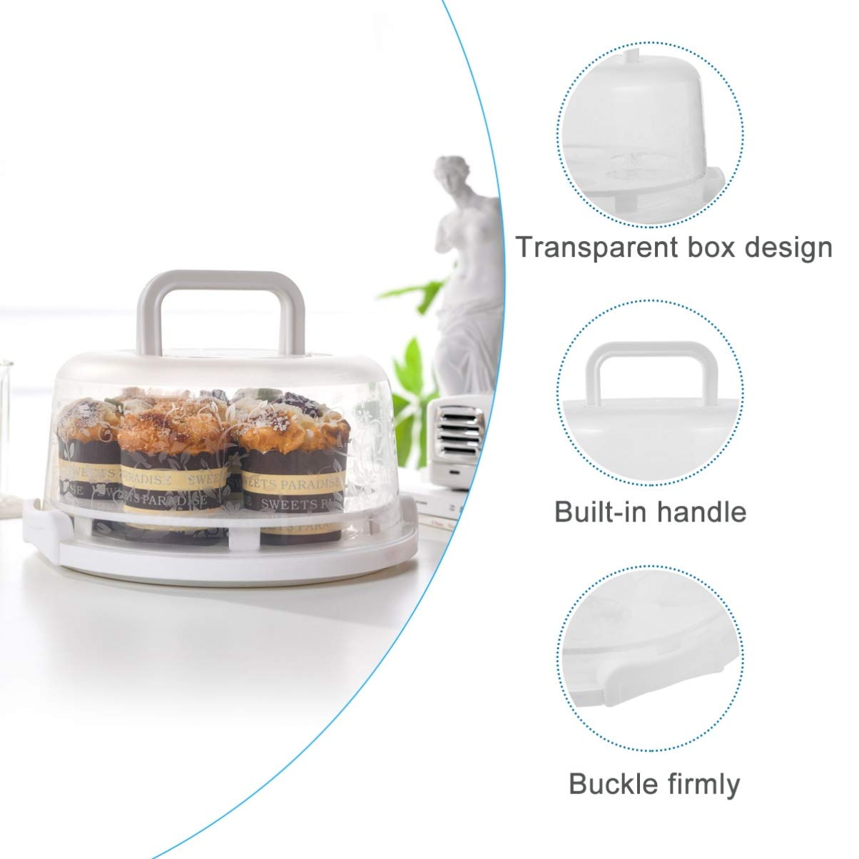 Kichvoe Portable Cheesecake Carrier Portable Cake Keeper transparent cake box plastic cake box Cake Storage Container Cake Containers Carriers Plastic Cake Containers