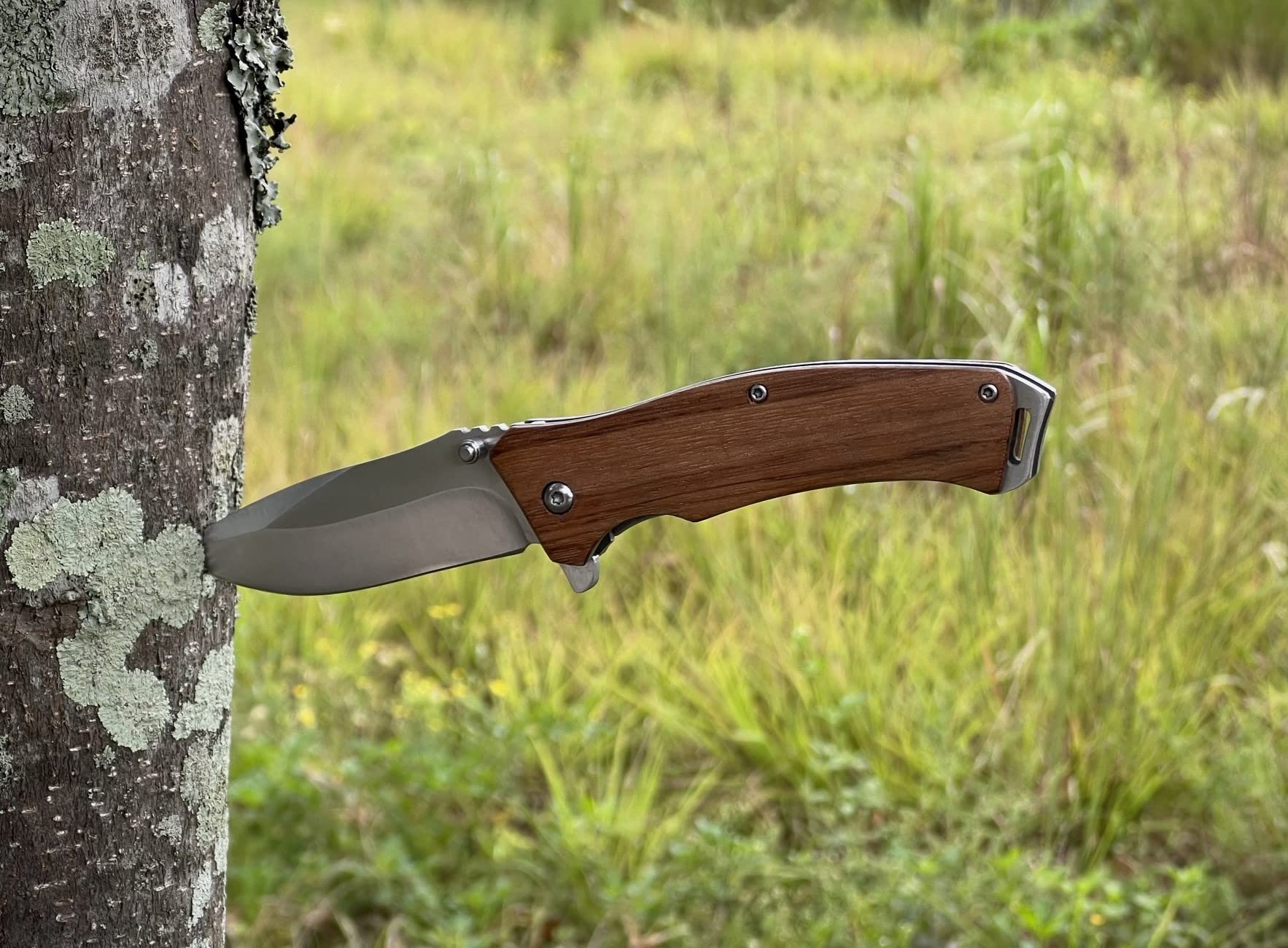 Tropas Folding Pocket Knife - EDC 3Cr13 Stainless Steel Blade with Wood Handle