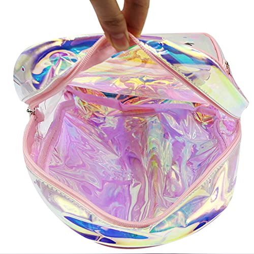 Holographic Clear Unicorn Backpack Purse See-through Casual Daypack Satchel Travel Shoulder Bag One Size