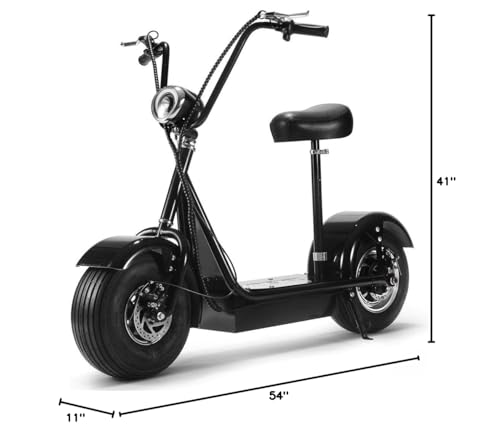 MotoTec Fatboy Electric Scooter 48v 800w -Fat Tire & Big Wheel-Scooter with Seat-Top Speed ββ22MPH-Max Range 15 Miles