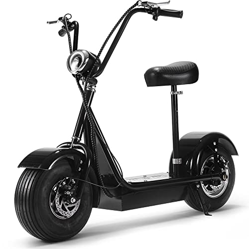 MotoTec Fatboy Electric Scooter 48v 800w -Fat Tire & Big Wheel-Scooter with Seat-Top Speed 22MPH-Max Range 15 Miles