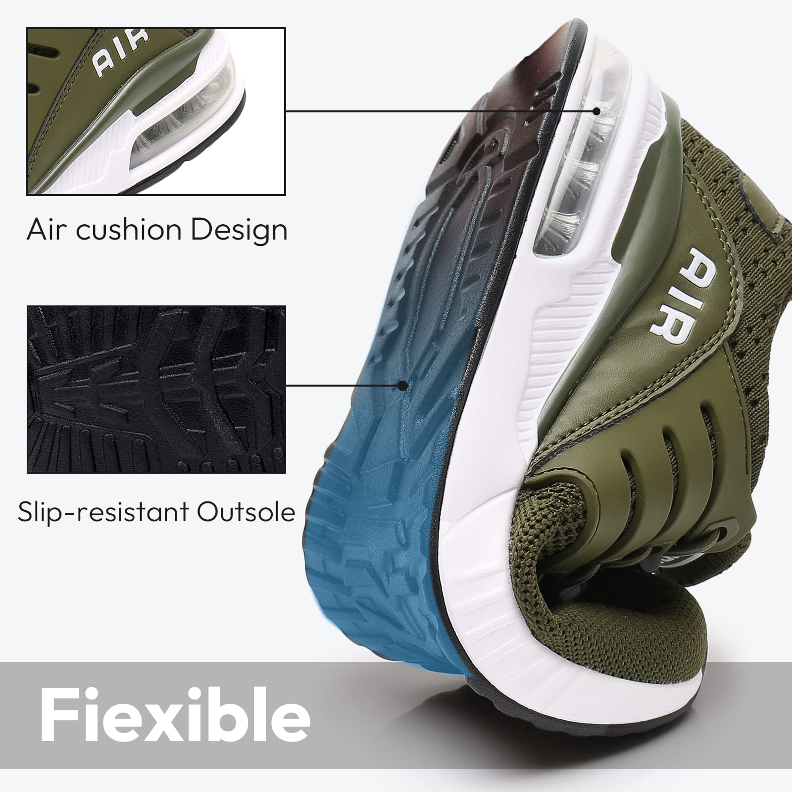 ADCORAN Womens Running Shoes Air Cushion Casual Walking Shoes Tennis Slip On Comfortable Workout Sneakers Green 9
