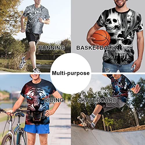 Men's Novelty T Shirt 3D Puzzle Swirl Printing Pattern Shirts Round Neck Casual Short-Sleeved for Men Grey