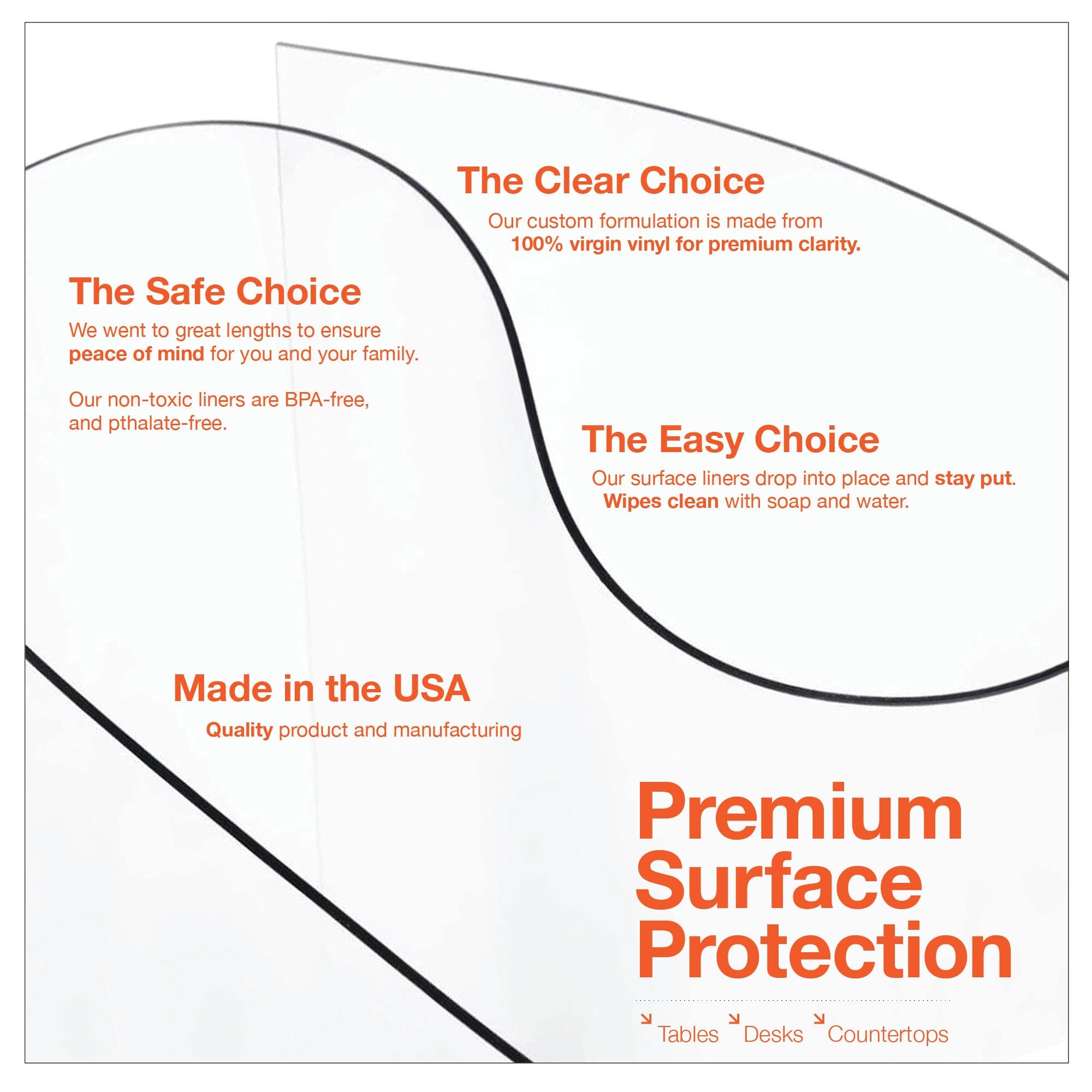 ExactMade - Clear Table Protector, USA Made, Safe, 14 x 24 Inch, 2mm Thick Ultra Clear Smooth Vinyl, Small Clear Desk Mat for Office Desk Top, Clear Desk Blotter Pad for Writing Desk