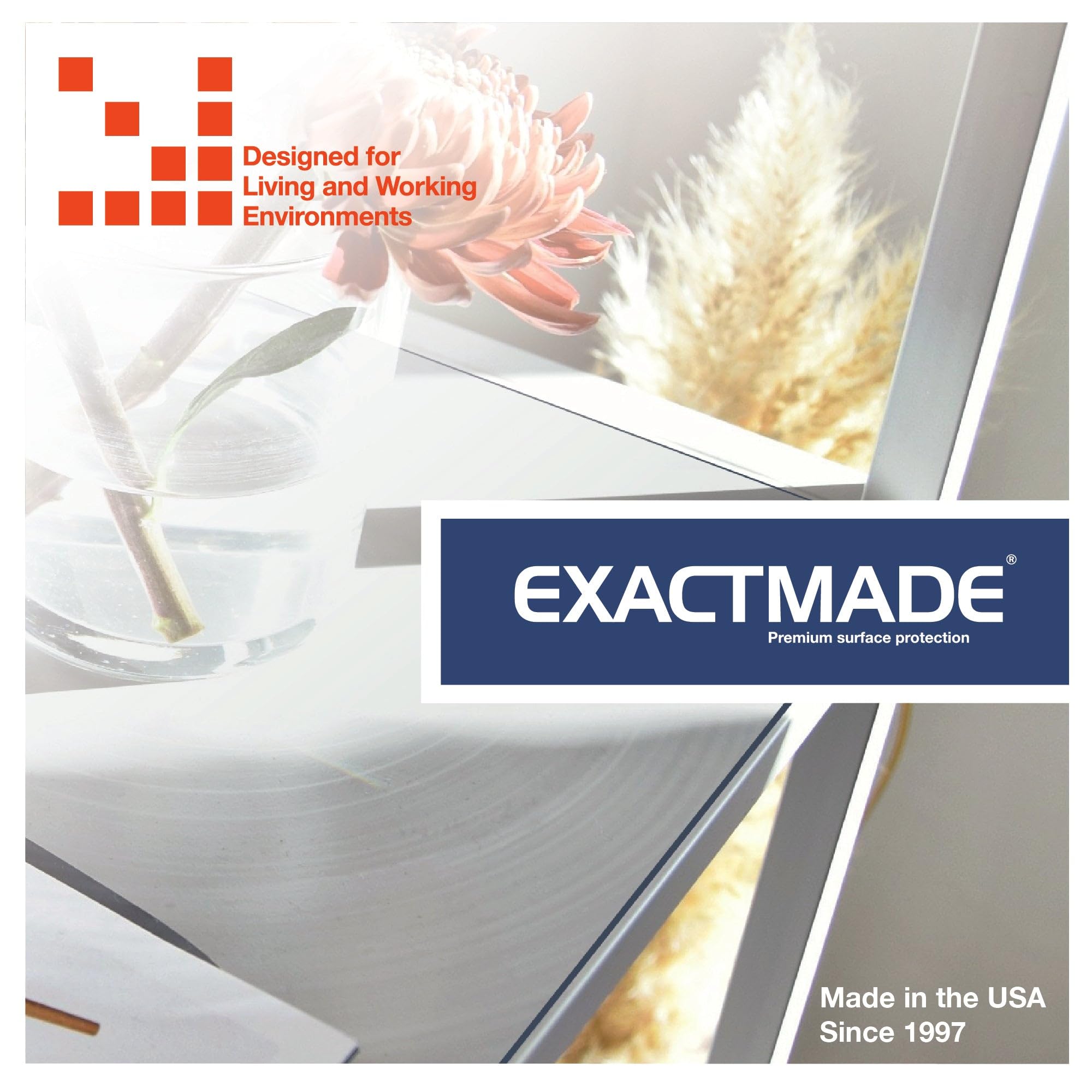 ExactMade - Clear Table Protector, USA Made, Safe, 14 x 24 Inch, 2mm Thick Ultra Clear Smooth Vinyl, Small Clear Desk Mat for Office Desk Top, Clear Desk Blotter Pad for Writing Desk