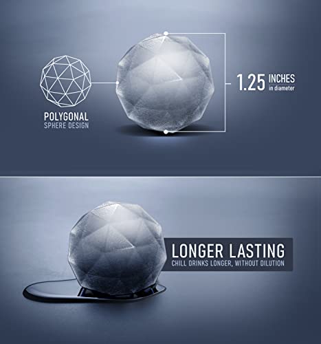 Sorbus Ice Ball Mold Maker - Round Ice Cube Tray with 3D Geometric Design - Sphere Shape Iceball Shaper for Freezer - Great for Whiskey, Bourbon, Cocktails, & Drinks (2 Pack)