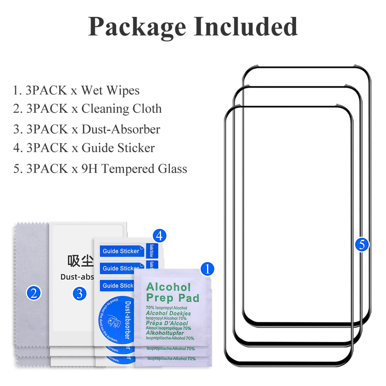 AKABEILA [3 Pack Screen Protector for Oppo Reno 7 4G 5G HD Tempered Glass Film 9H Hardness Case Friendly Easy Installation Anti Scratch Bubble Free [Full Coverage] 6.43" Black