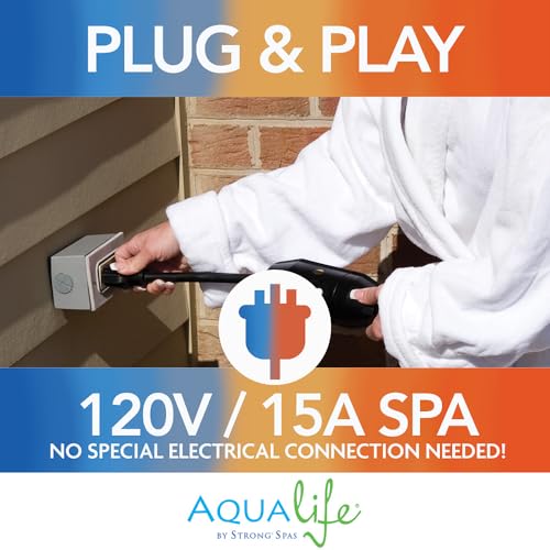 AquaLife Inland™ 5-6 Person 24-Jet Lounger Hot Tub with LED Lighting, Digital Control, Insulated Cover