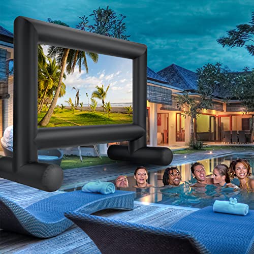 17 FT Inflatable Projector Screen with Blower, Indoor Outdoor Inflatable Projector Movie Screen for Party Games Backyard Home Theater, Easy Set up Blow Up Screen, Supports Front and Rear Projection