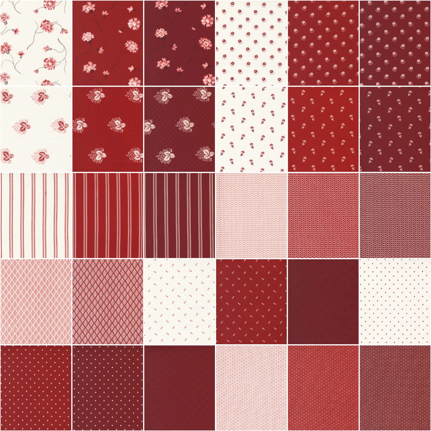 Primitive Gatherings Red and White Gatherings Jelly Roll 40 2.5-inch Strips Moda Fabrics 49190JR