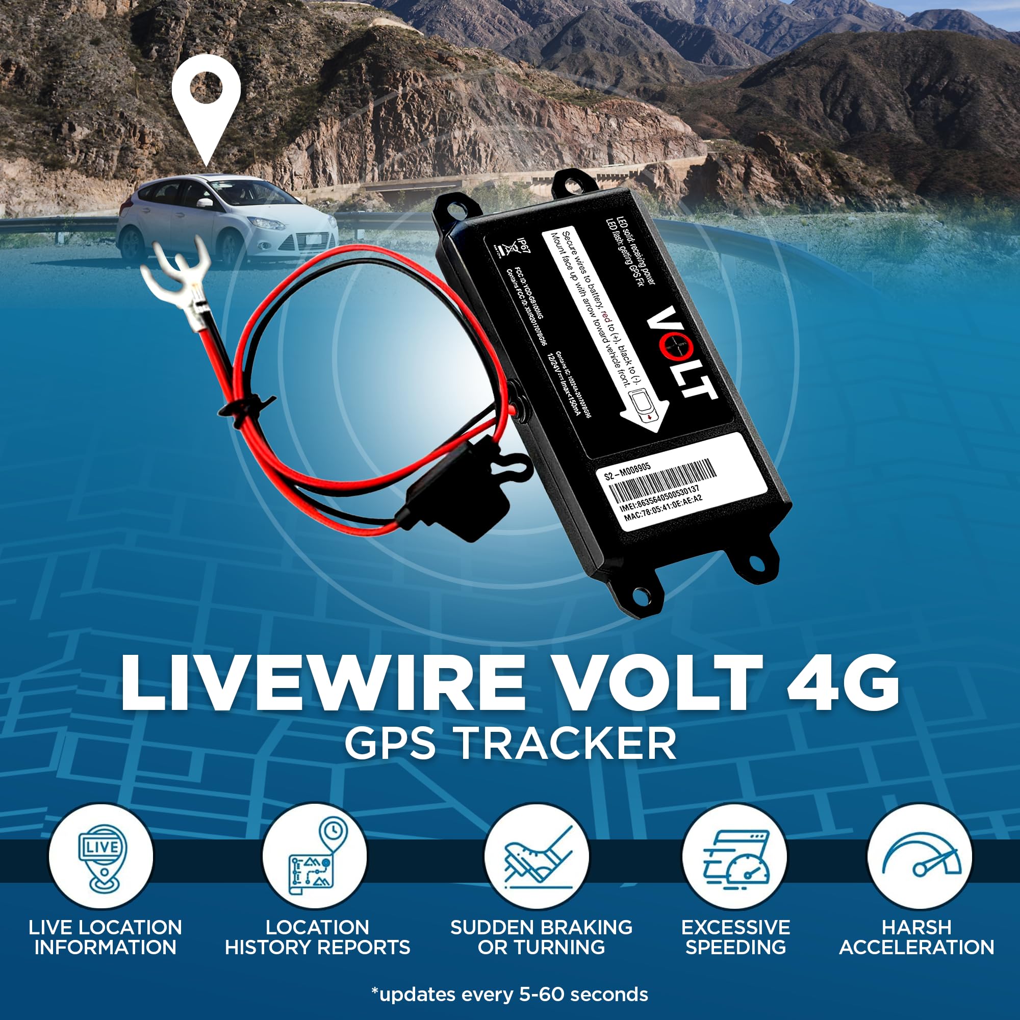 Lightning GPS Easy Wired 4G Vehicle GPS Tracker – Hardwired Hidden Tracking Device, Waterproof, Covert, Real-Time Fleet Security for Cars, Trucks, Motorcycles & Vehicles - Subscription Required