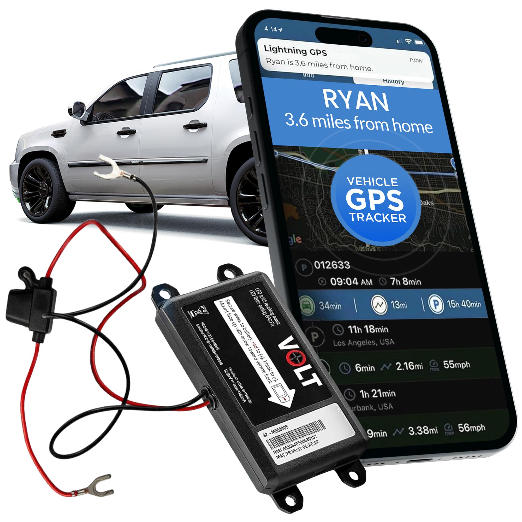 Lightning GPS Easy Wired 4G Vehicle GPS Tracker – Hardwired Hidden Tracking Device, Waterproof, Covert, Real-Time Fleet Security for Cars, Trucks, Motorcycles & Vehicles - Subscription Required