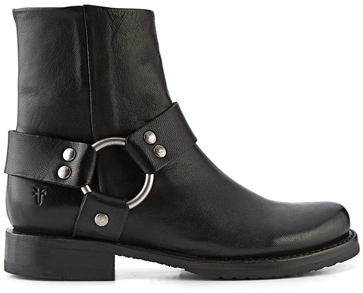 Frye Veronica Harness Short 6" Booties for Women - Leather Upper with Luxurious Leather Lining, Inside Zipper, Snap Harness, and Rubber Lug Outsole, Black - 8 M