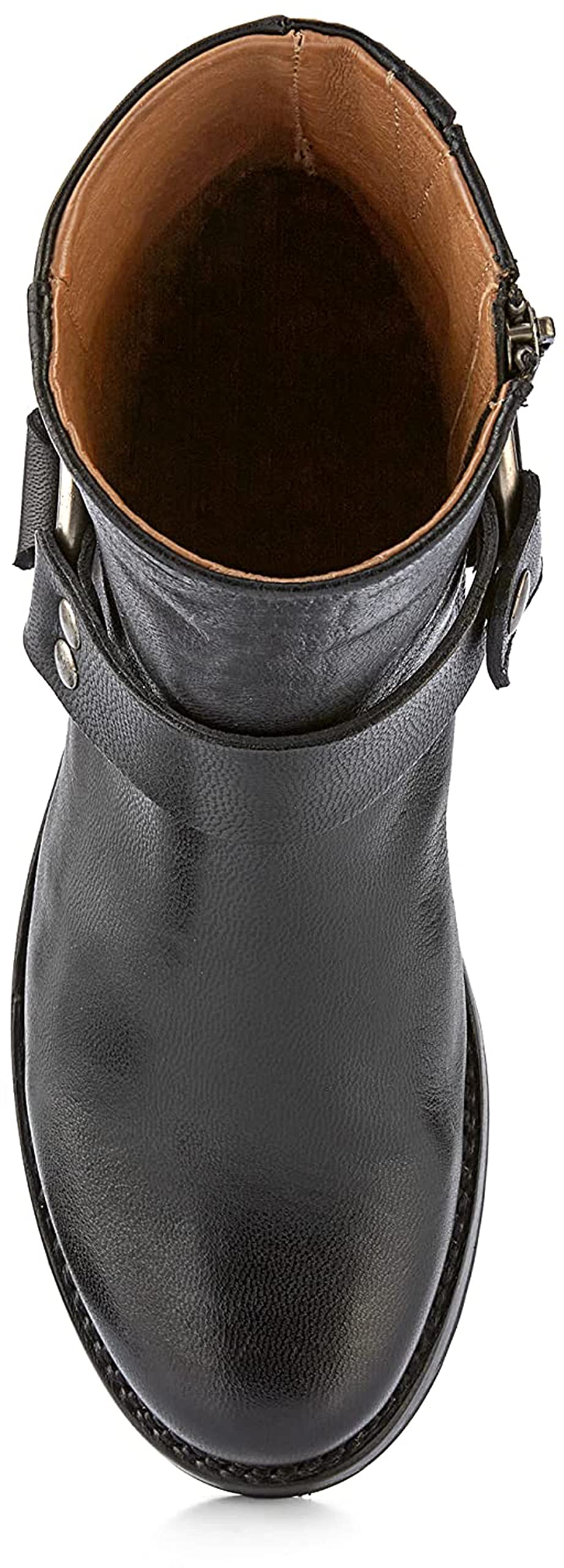 Frye Veronica Harness Short 6" Booties for Women - Leather Upper with Luxurious Leather Lining, Inside Zipper, Snap Harness, and Rubber Lug Outsole, Black - 8 M