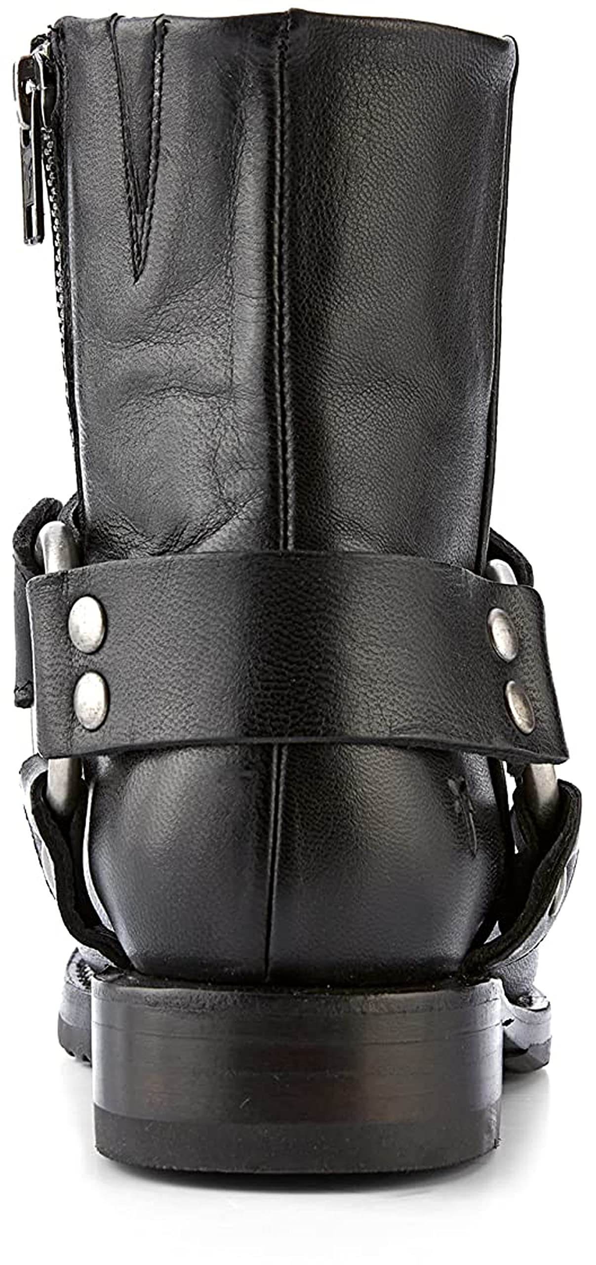 Frye Veronica Harness Short 6" Booties for Women - Leather Upper with Luxurious Leather Lining, Inside Zipper, Snap Harness, and Rubber Lug Outsole, Black - 8 M