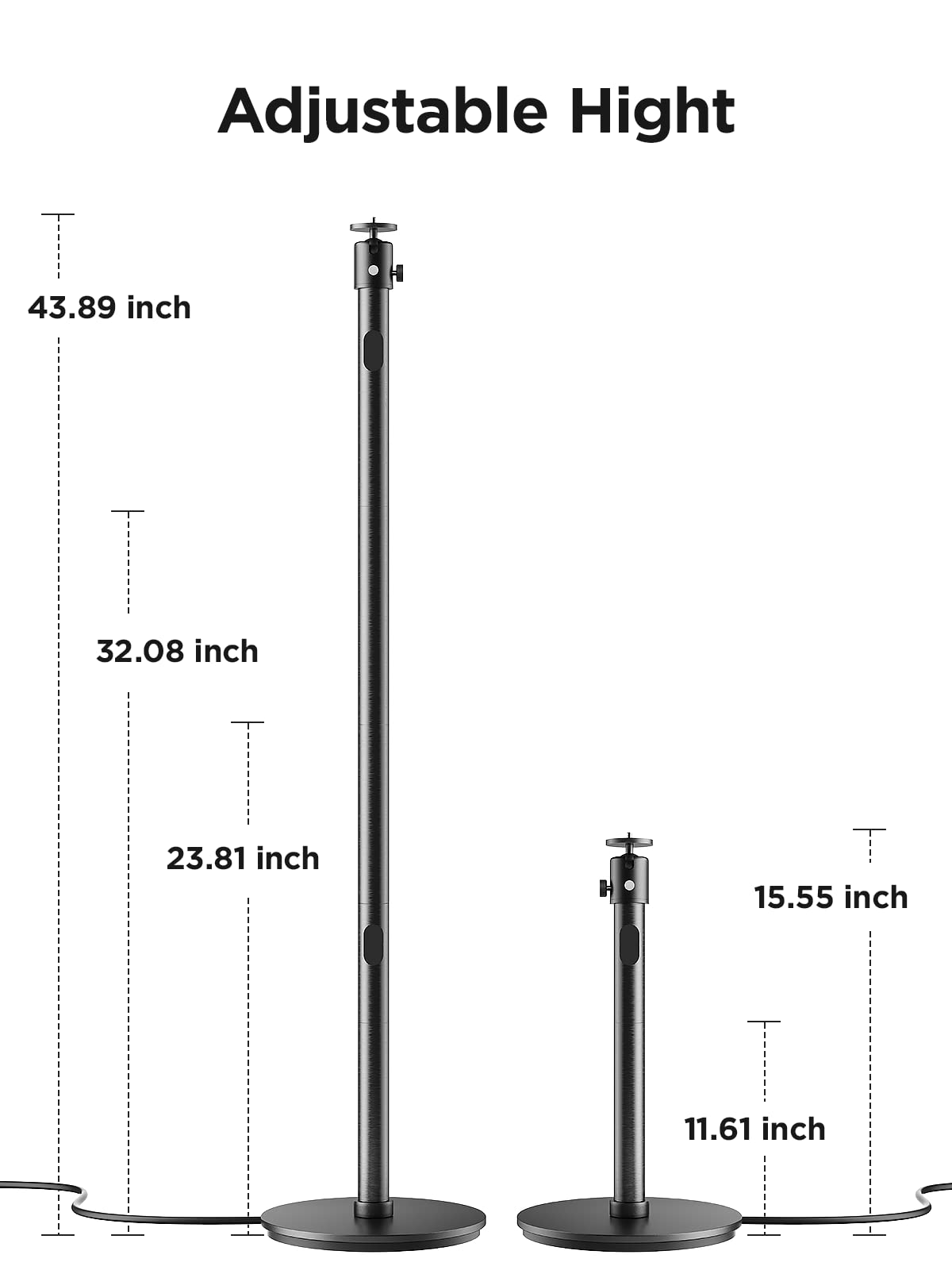 Pokitter Projector Floor Stand, Projector Tripod Black - Adjustable Height 4.1" to 40.2", 360 Degree Swivel Pivot Ball Head - Perfect for Small Camera Webcam Microphone Projector GoPro