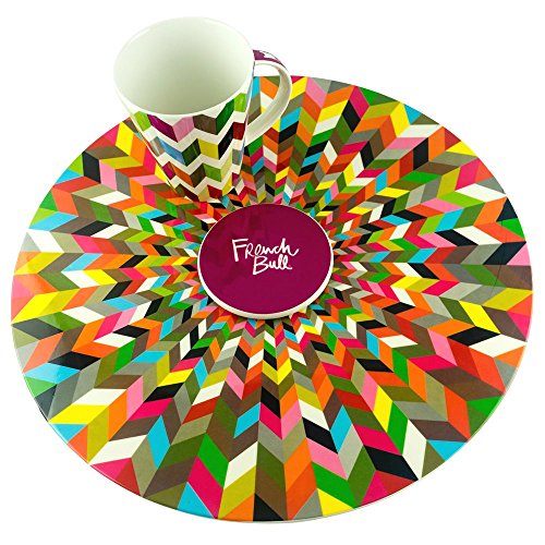 French Bull Lazy Susan Large Melamine Rotating Dinnerware Platter Turntable Table, Serving, Party, Kitchen, Organizing, Pantry, Cabinet, 15-inch, Ziggy
