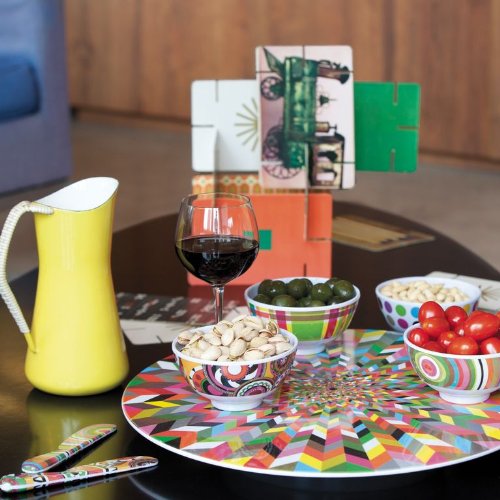 French Bull Lazy Susan Large Melamine Rotating Dinnerware Platter Turntable Table, Serving, Party, Kitchen, Organizing, Pantry, Cabinet, 15-inch, Ziggy
