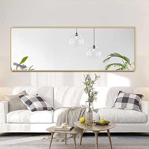 MIRUO 59'x20' Full Length Mirror for Wall Mirror Full Length Body Mirror Hanging Mirror Wall Mirror Full Length Mirror with Stand Bathroom Mirror Gold Mirror Full Length JJ00756ZZE-M-USAM021