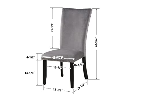 Homsof 7-Piece Set with 1 Faux Marble Dining Rectangular Table and 6 Upholstered-Seat Chairs, Gray+White 3