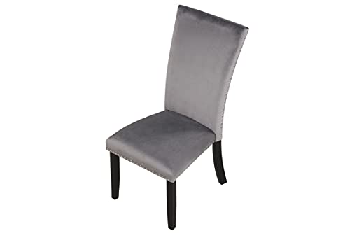 Homsof 7-Piece Set with 1 Faux Marble Dining Rectangular Table and 6 Upholstered-Seat Chairs, Gray+White 3