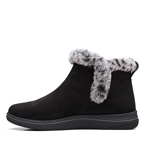 Clarks Women's Breeze Fur Ankle Boot, Black, 10 Wide