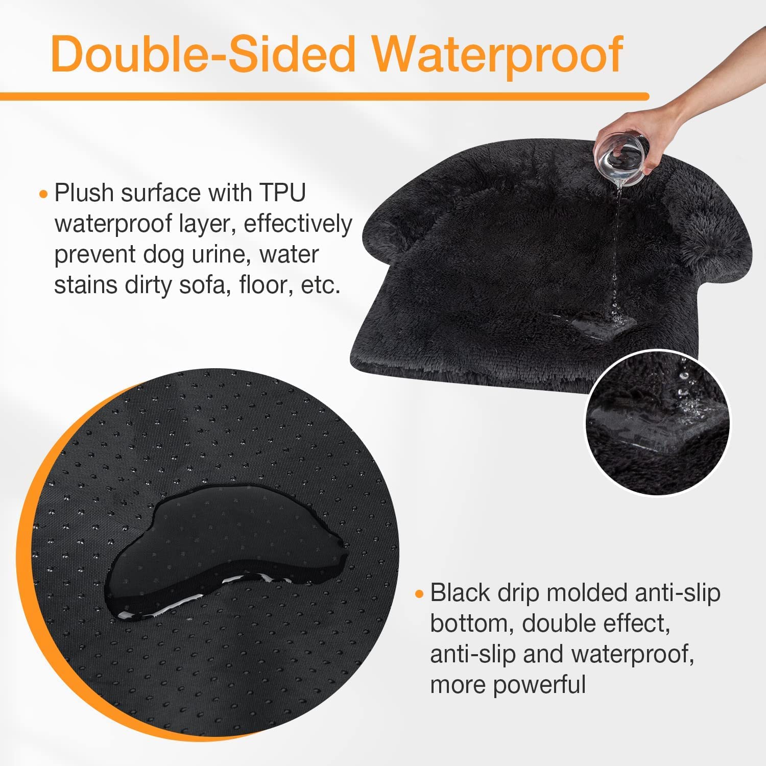 Berocia Calming Dog Bed Soft Fluffy Plush Dog Mat for Sofa Couch Pet Furniture Protector with Washable Cover for Large Medium Small Dogs Cats Puppy Thick Blanket Cushion Kennel with Nonskid Bottom
