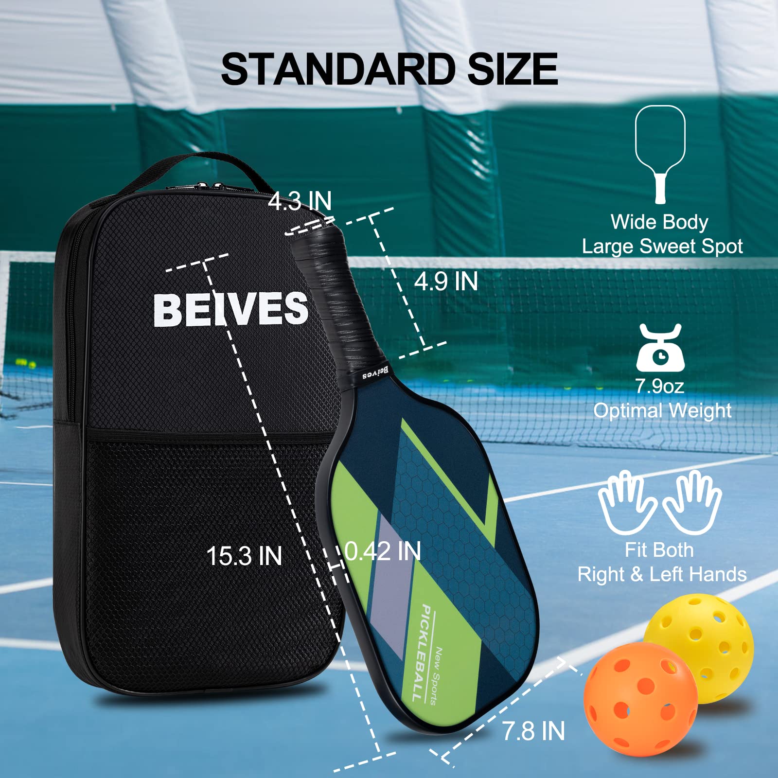 Pickleball Paddles, USAPA Standard Fiberglass Surface Pickleball Paddles Set of 2 or 4 Rackets, Pickleball Set with 4 Pickleball Balls &1 Pickleball Bag, Pickle Ball Paddle Set for Men, Women