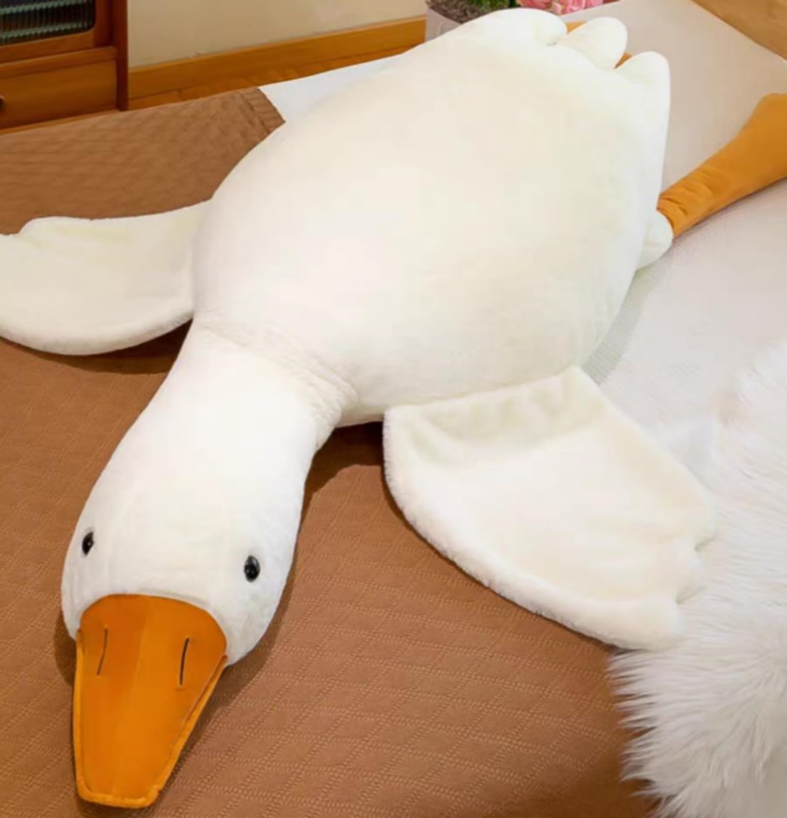 Ryttir White Goose Stuffed Animal - Jumbo 63" Soft Hugging Pillow with Orange Beak, Safety Nursery Decor & Sensory Comfort Toy, Cuddle Companion for Kids (Gender Neutral Gift)