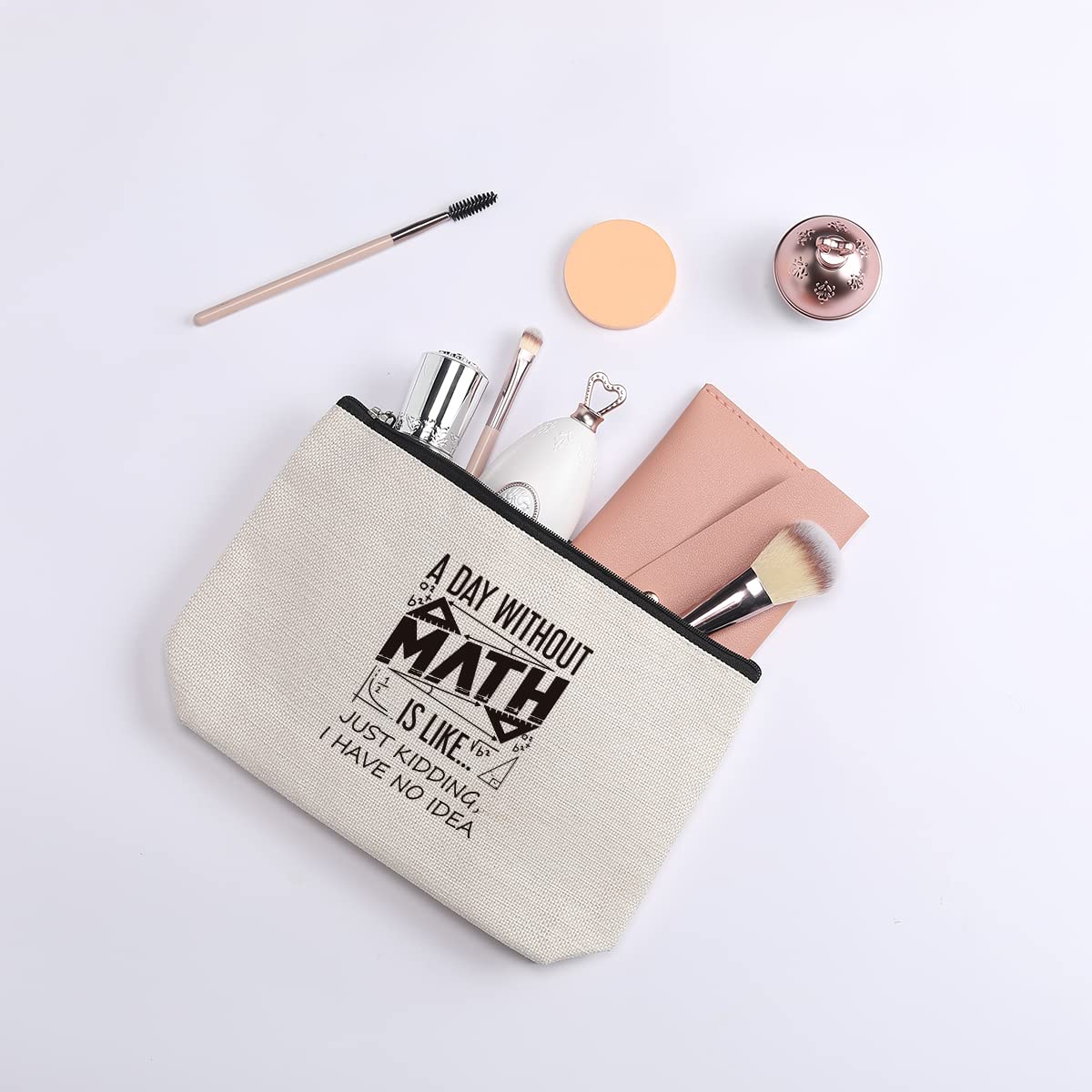 Math Teacher Gift Math Teacher Gifts for Women Math Lover Gift Math Geek Gift Math Teacher Makeup Bag Gift Teacher Appreciation Gifts Toiletry Funny Makeup Organizer Zipper Pouch - A Day Without Math