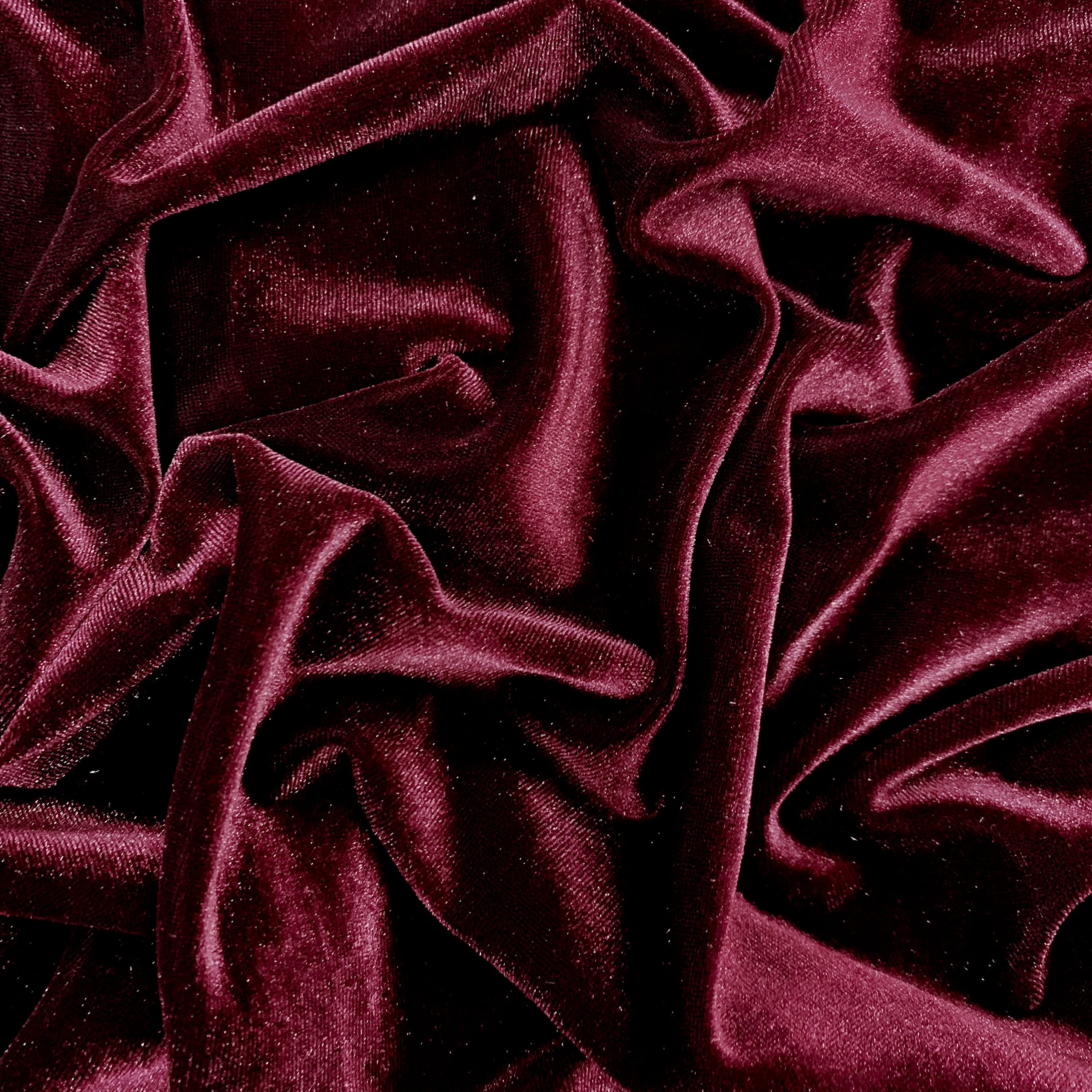 Princess Burgundy Polyester Spandex Stretch Velvet Fabric for Bows, Topknots, Headwraps, Scrunchies, Clothes, Costumes, Crafts - 10001