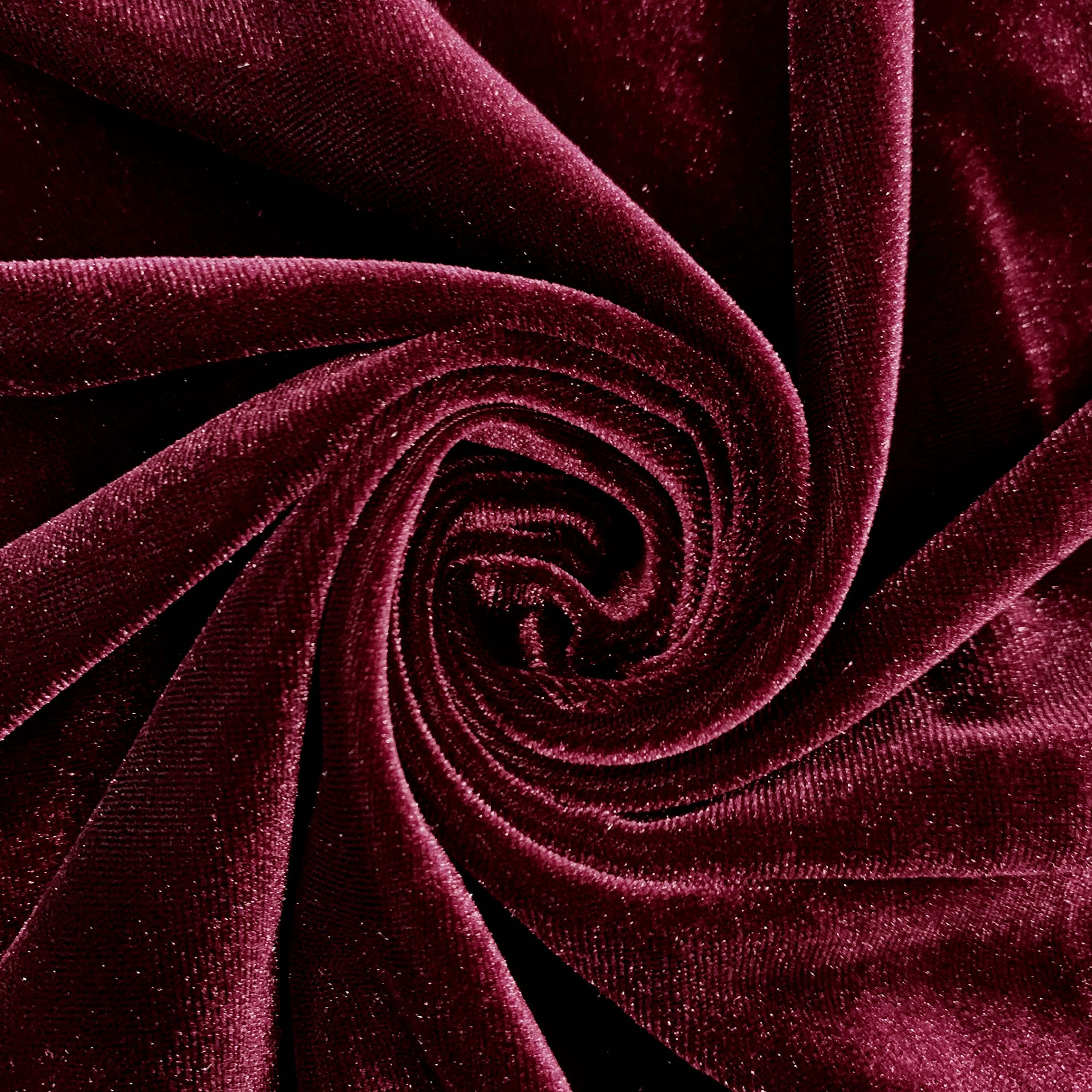 Princess Burgundy Polyester Spandex Stretch Velvet Fabric for Bows, Topknots, Headwraps, Scrunchies, Clothes, Costumes, Crafts - 10001