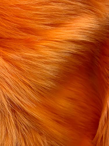 Sasha Orange 2 Inch Long Pile Soft Luxury Faux Fur Fabric Fursuit, Cosplay Costume, Photo Prop, Trim, Throw Pillow, Crafts