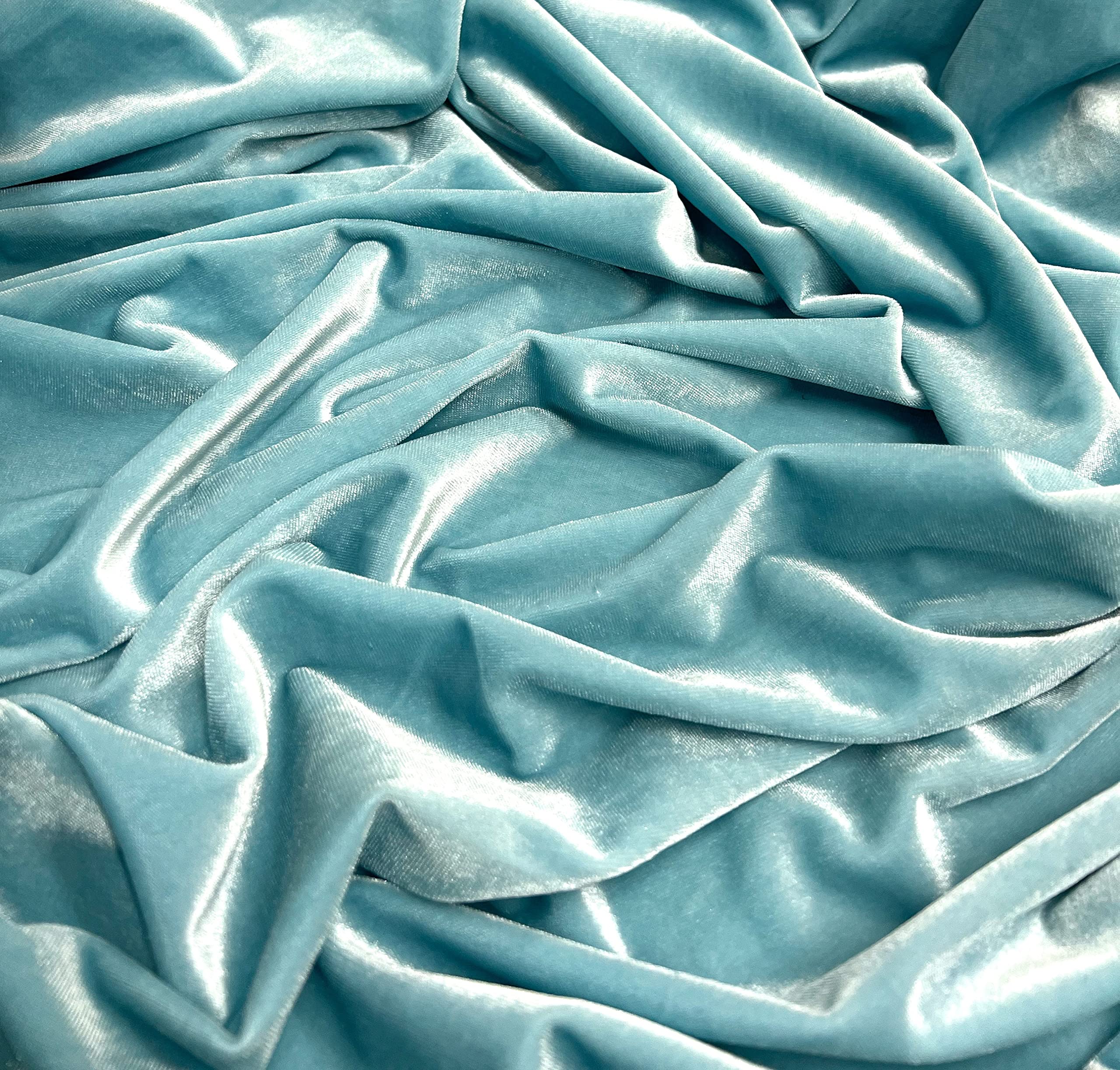 Princess Light Blue-B Polyester Spandex Stretch Velvet Fabric for Bows, Top Knots, Scrunchies, Clothes, Costumes, Crafts - 10001