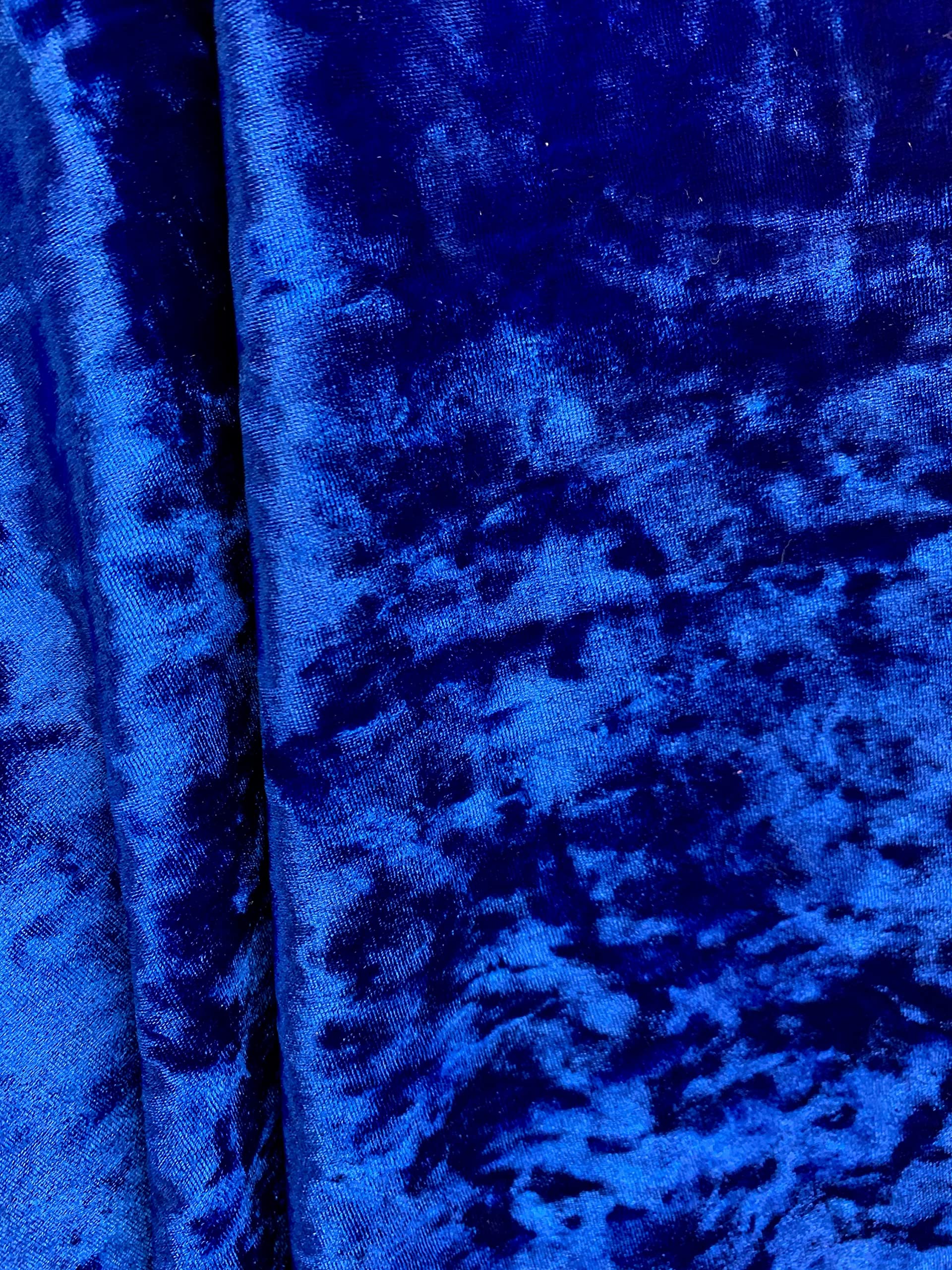 Samantha Royal Blue Polyester Stretch Crushed Velvet Fabric by The Yard for Bows, Topknot. Headwraps, Scrunchies, Clothes, Costumes, Crafts